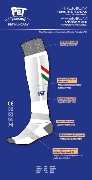 Fencing socks,shin padded HUN PREMIUM NEW