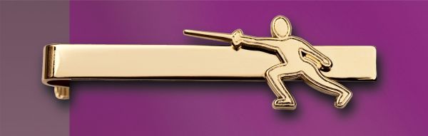 Fencing Tie Pin with PBT Fencer in Gold Colour